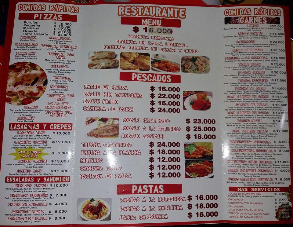 Menu at Bar Restaurante Cocina Y Cafe, Arauca