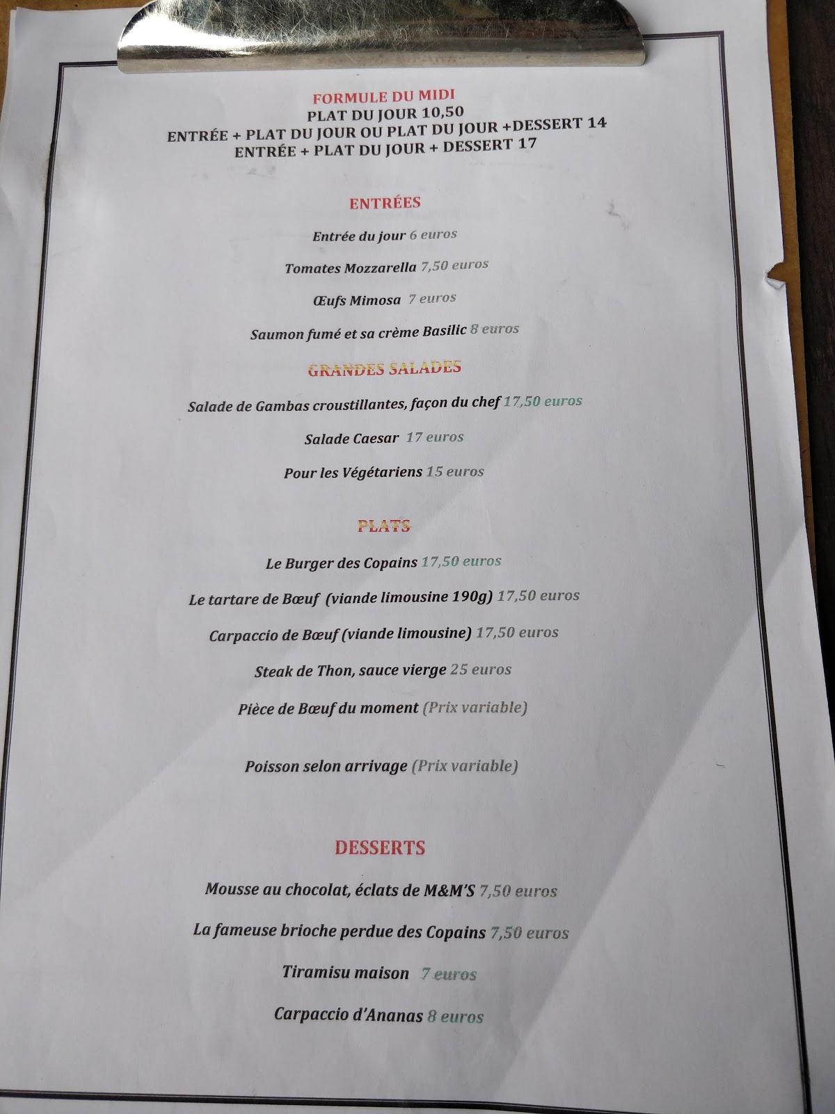 Menu au Bistrot Maurice restaurant, Bordeaux