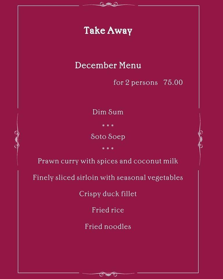 Menu at Flamingo Paradise, Wassenaar
