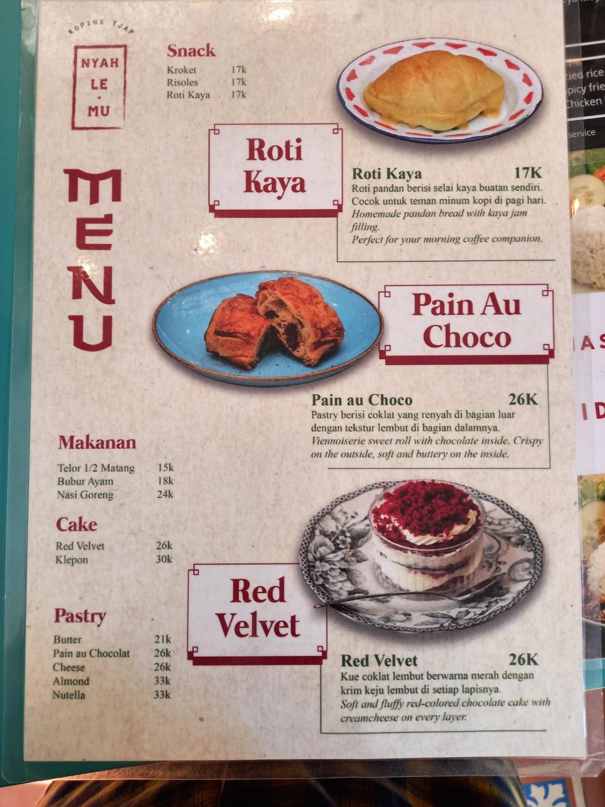 Menu at Kopine Tjap Nyah Lemu cafe, Surakarta