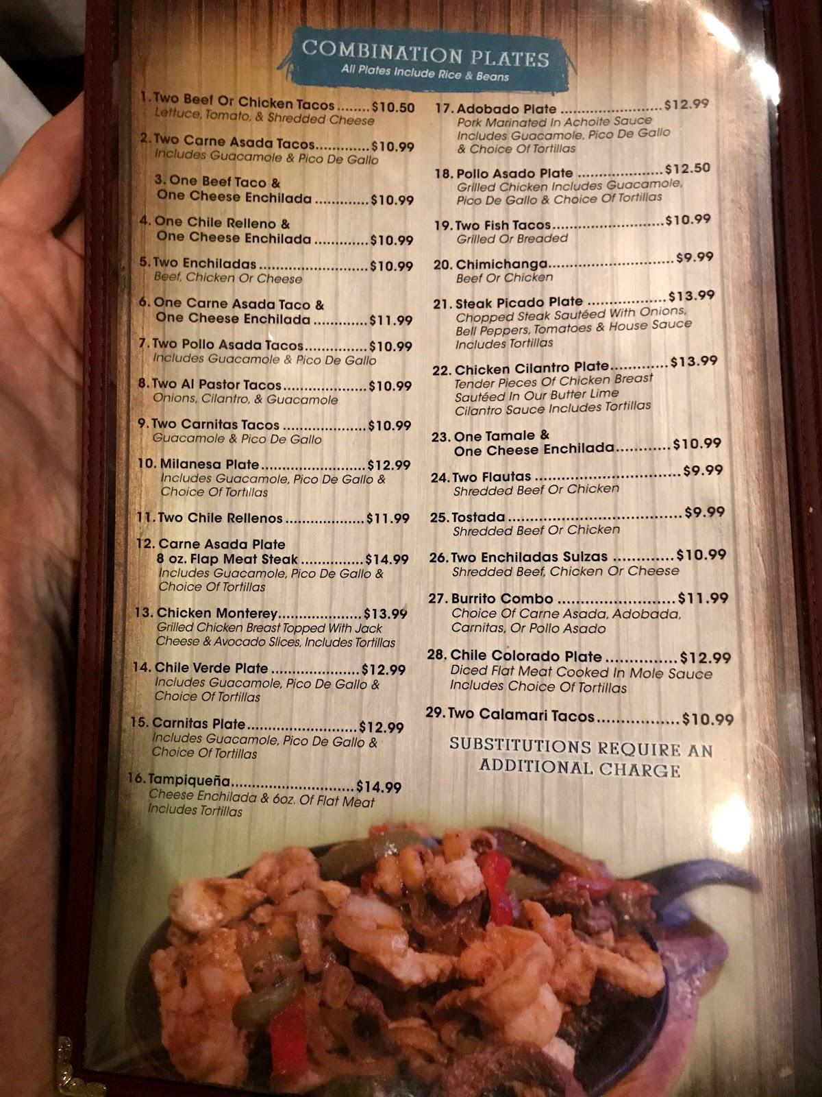 Menu at Mariscos del Mar de Cortez restaurant, Ramona, 109 10th St