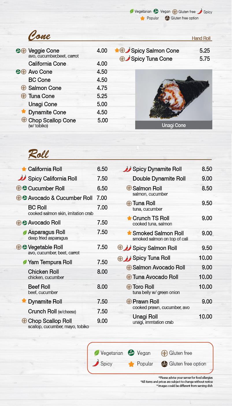 Menu at Red Fin Sushi & K-Food restaurant, Castlegar