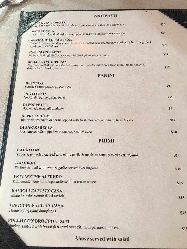 Menu at Rino's Place restaurant, Boston