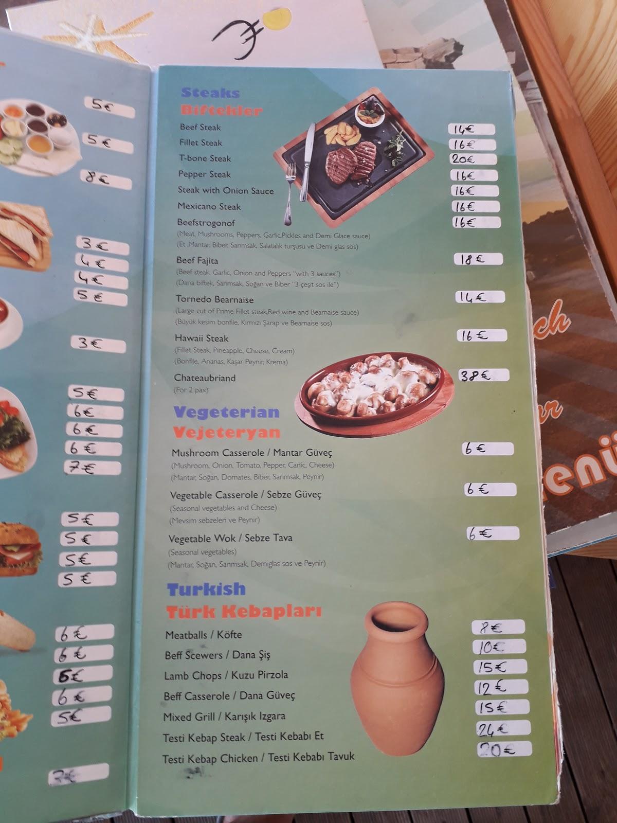 Menu at Terrace Beach Restaurant, Manavgat