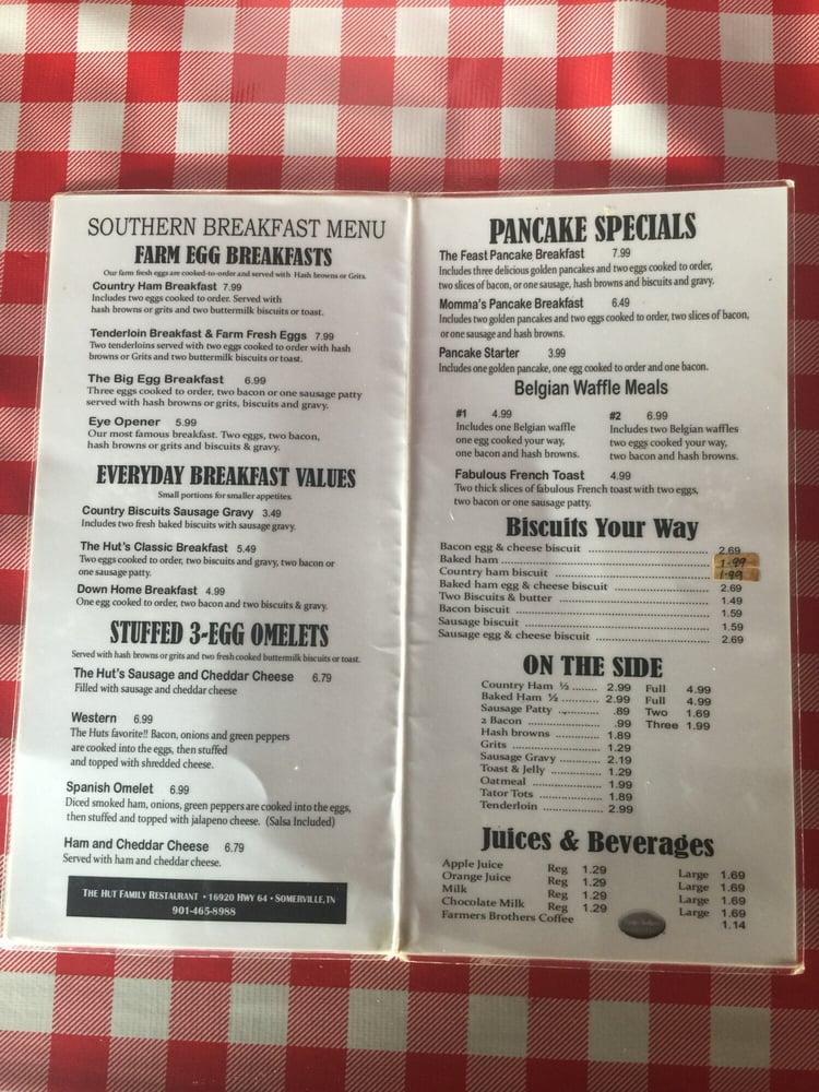 Menu at The Hut restaurant, Somerville