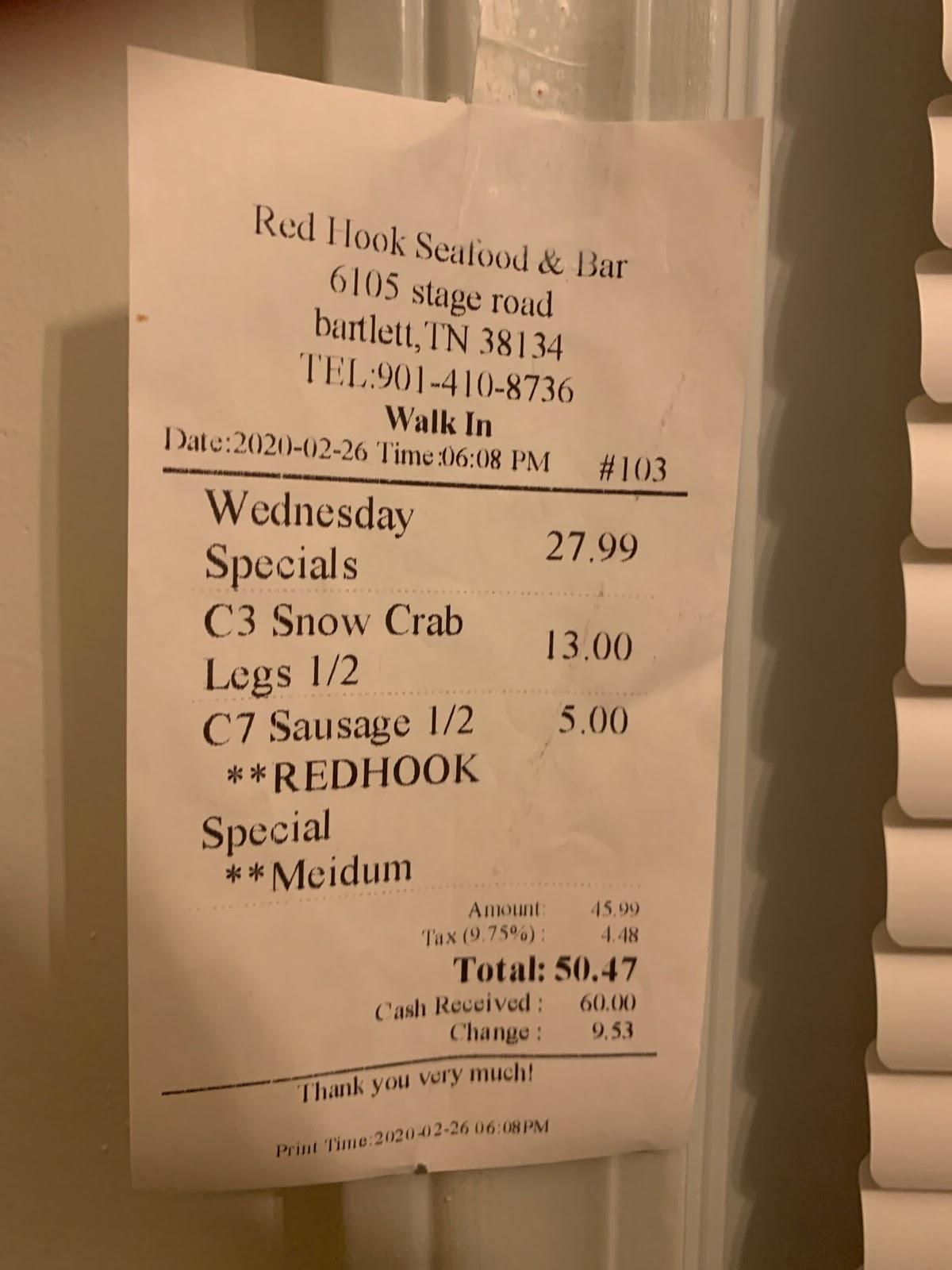 Menu at Red Hook Cajun Seafood & Bar (Bartlett), Bartlett