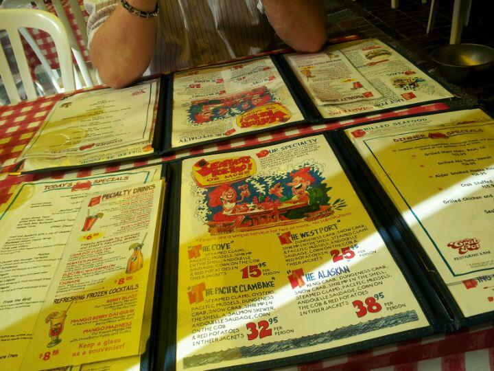 Menu at The Crab Pot Seattle restaurant, Seattle