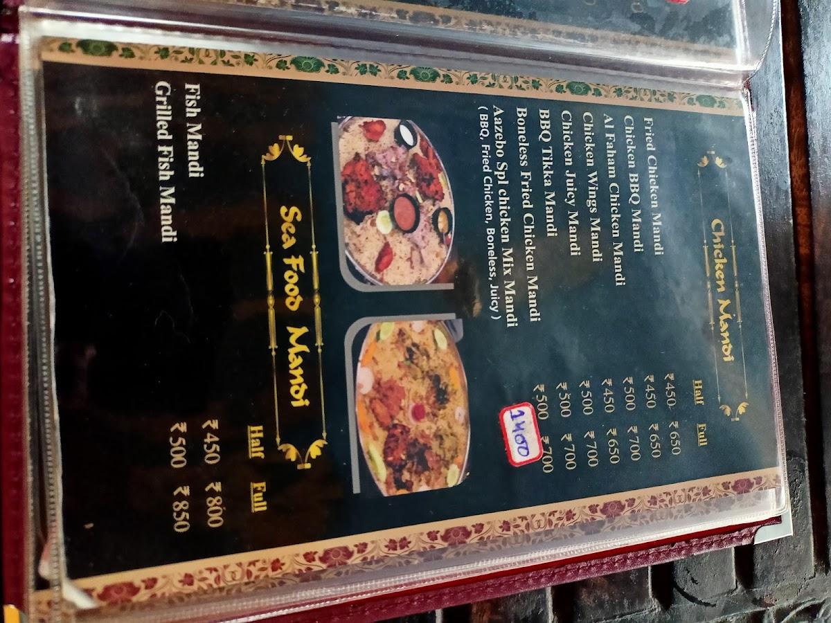 Menu at Aazebo-The Royal Arabian Restaurant, Hyderabad, 1-90/2/A