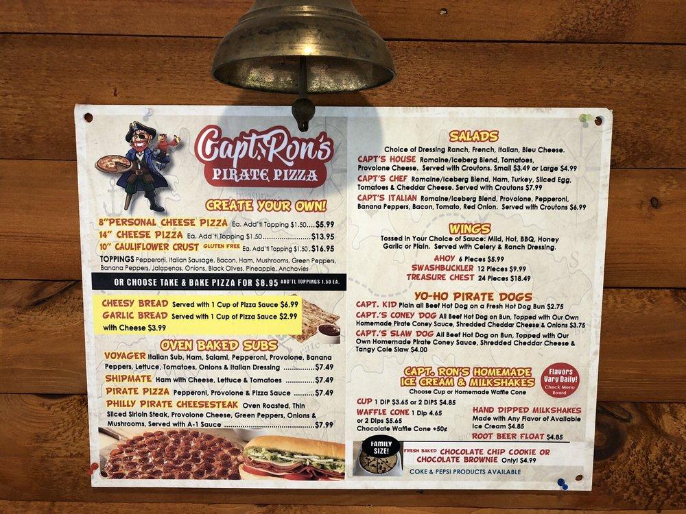 Menu at Capt. Ron's Pirate Pizza pizzeria, Logan