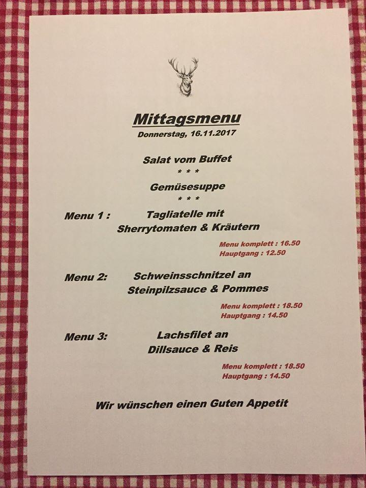 Speisekarte von Hirschgarten, Saint Gallen