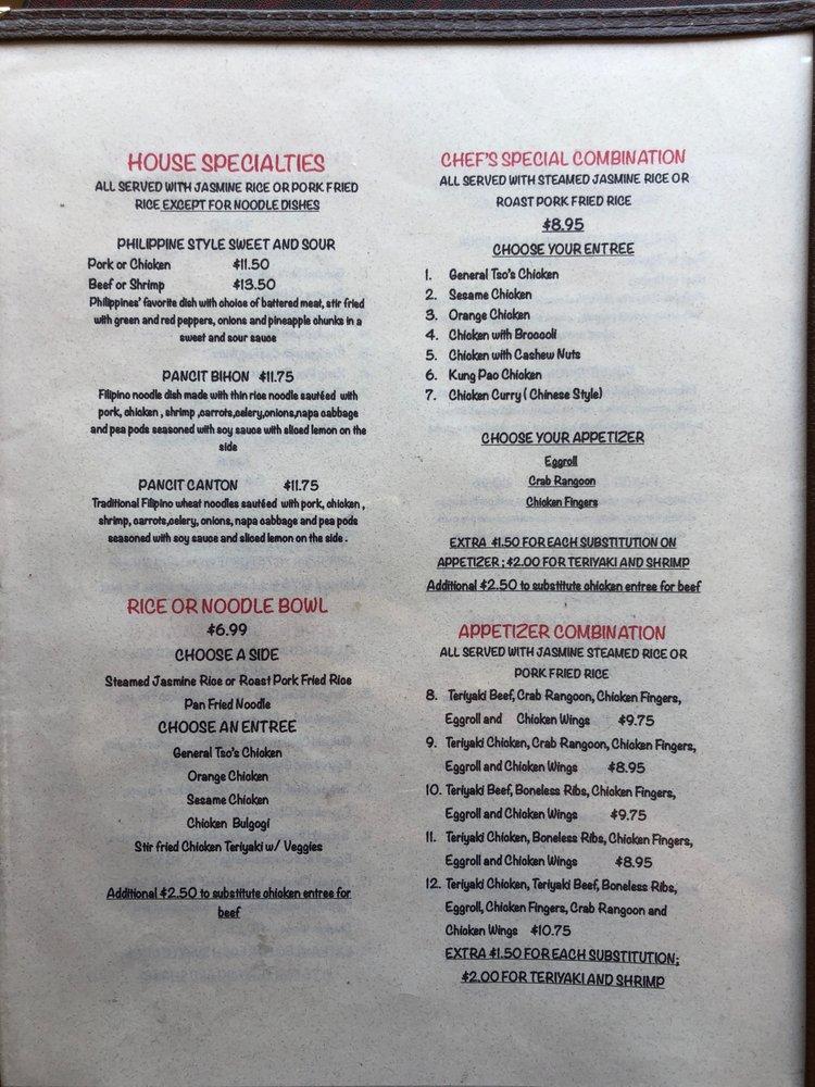 Menu at Jade Lotus restaurant, Bath