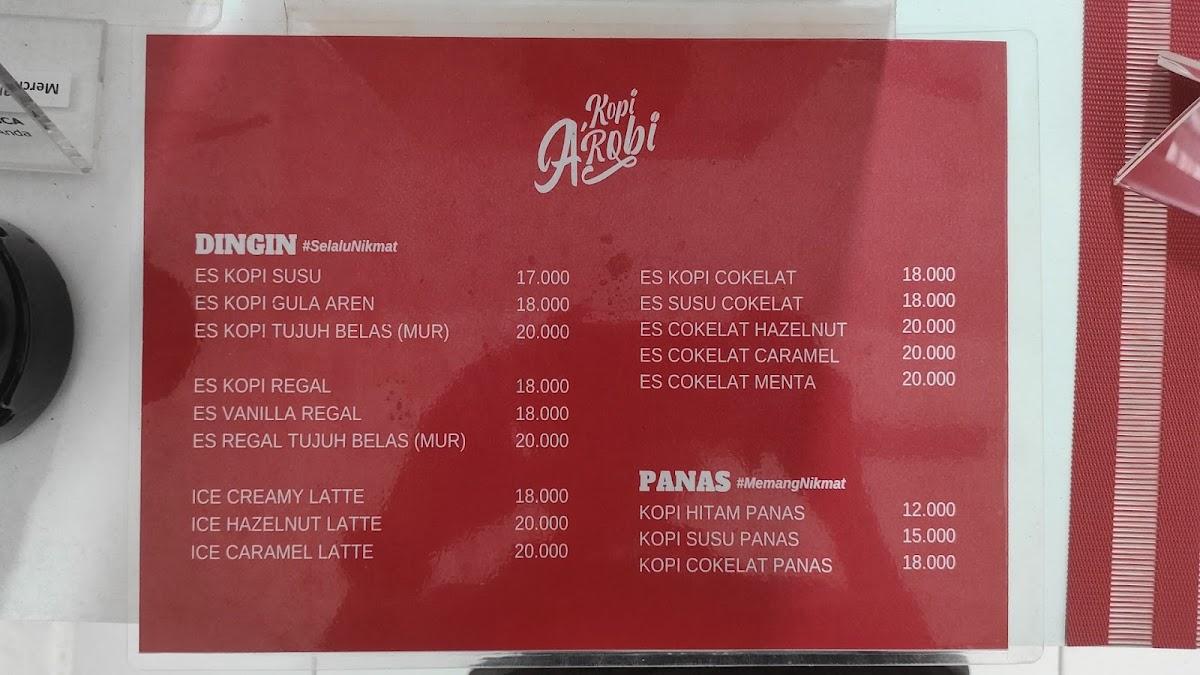 Menu at KOPI AROBI IMAM BONJOL, Palu, 4V35+HF4