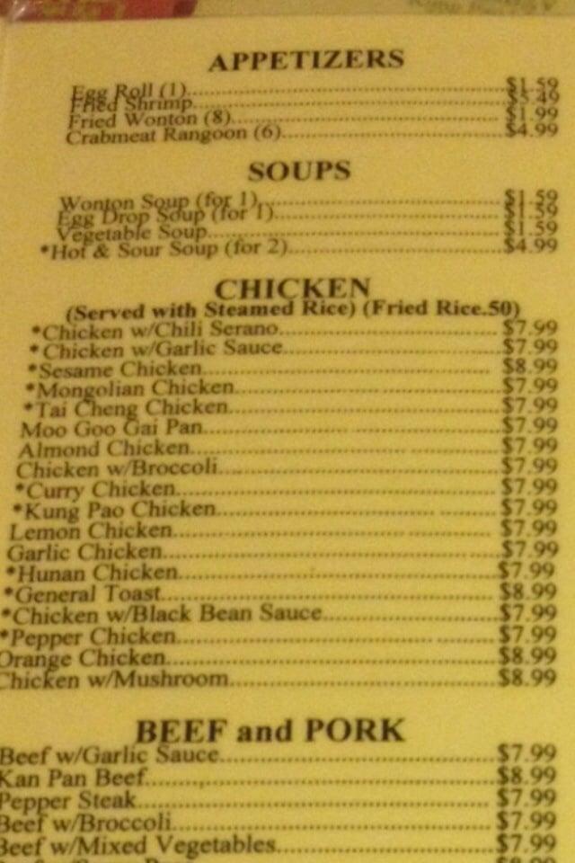 Menu at La Chinita's Restaurant, San Antonio