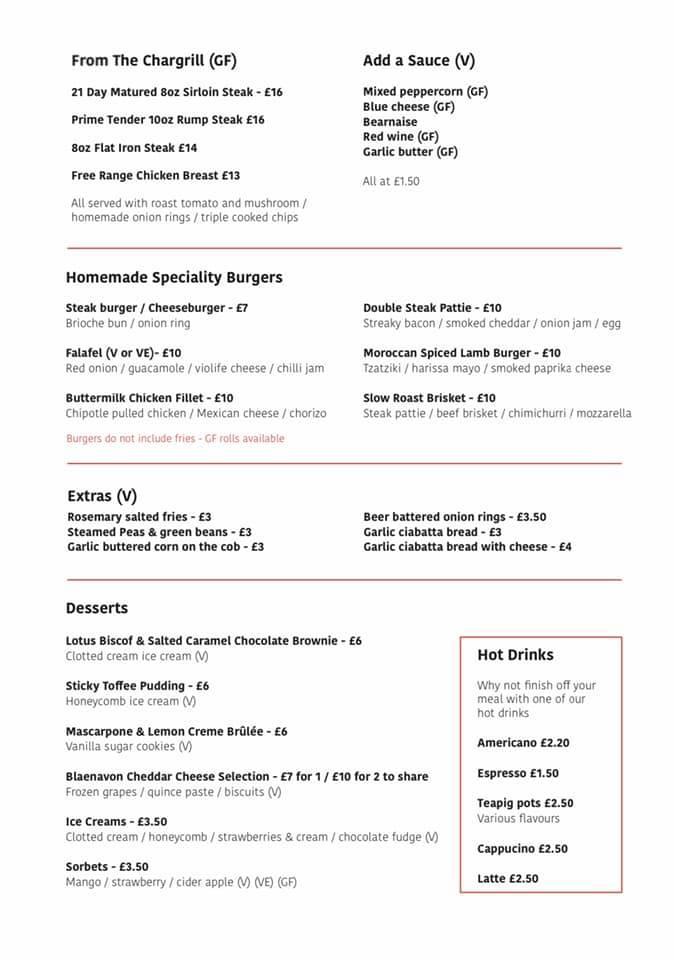 Menu at The Lion pub & bar, Blaenavon