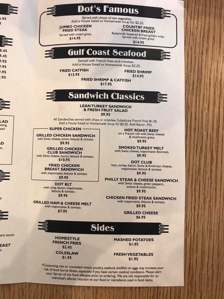 Menu at Dot Coffee Shop restaurant, Houston, I-45 S. at Woodridge