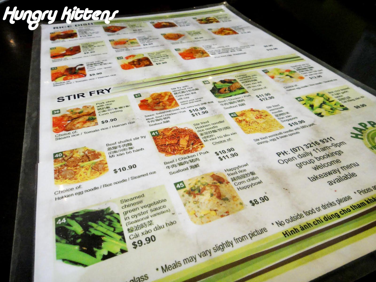 Menu at Happy Bowl Vietnamese Kitchen restaurant, Sunnybank