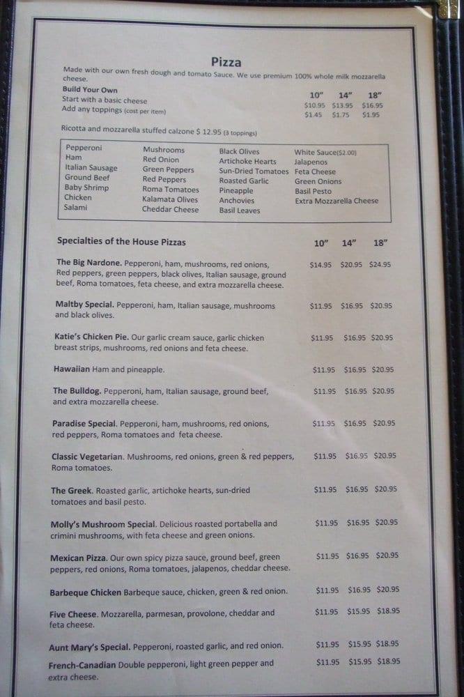 Menu at Maltby Pizza & Pasta pizzeria, Maltby