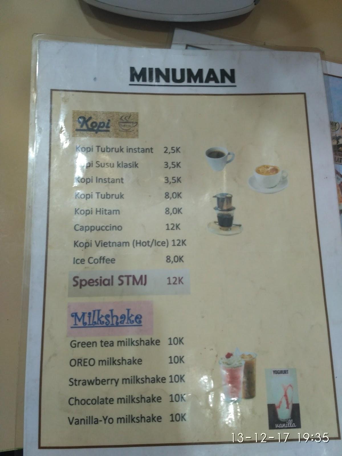 Menu at Mix Cafe, Malangsuko