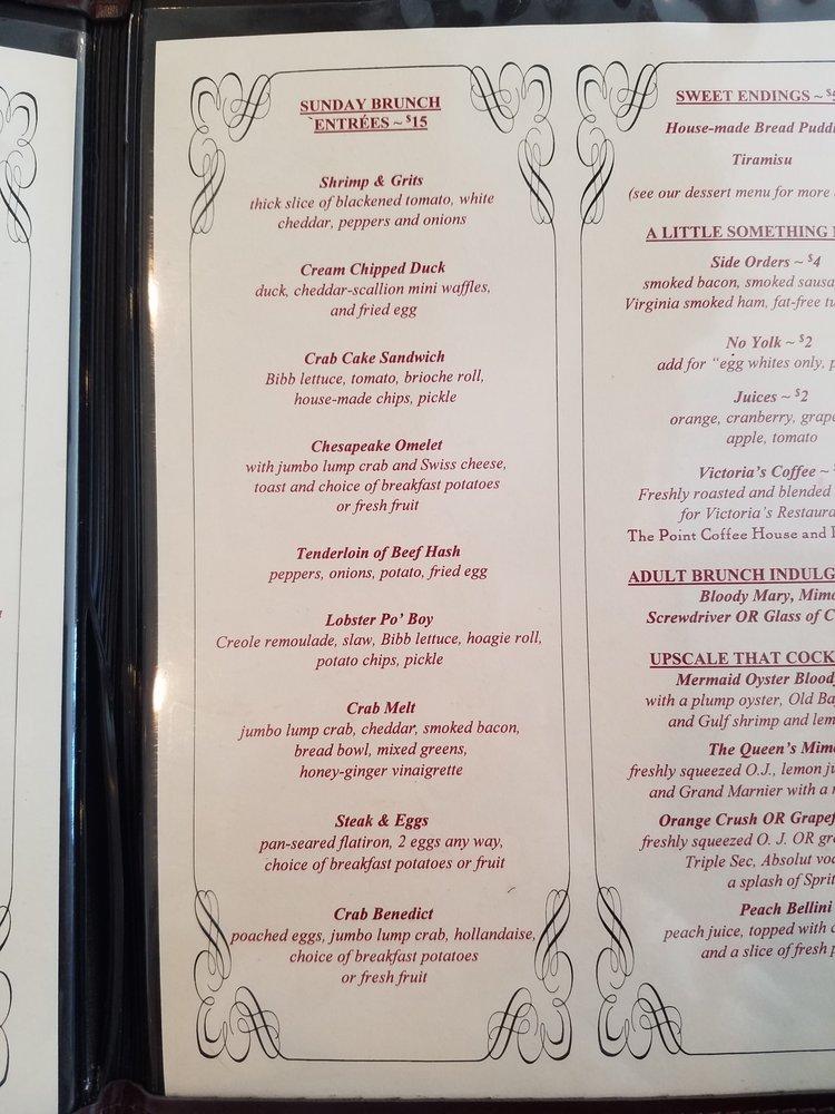 Menu at Victoria's Restaurant, Rehoboth Beach, 2 Olive Ave
