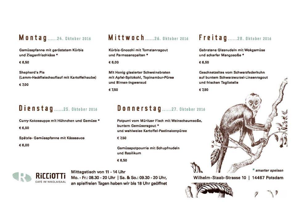 Speisekarte von Café Ricciotti - Das Café im Nikolaisaal cafe, Potsdam
