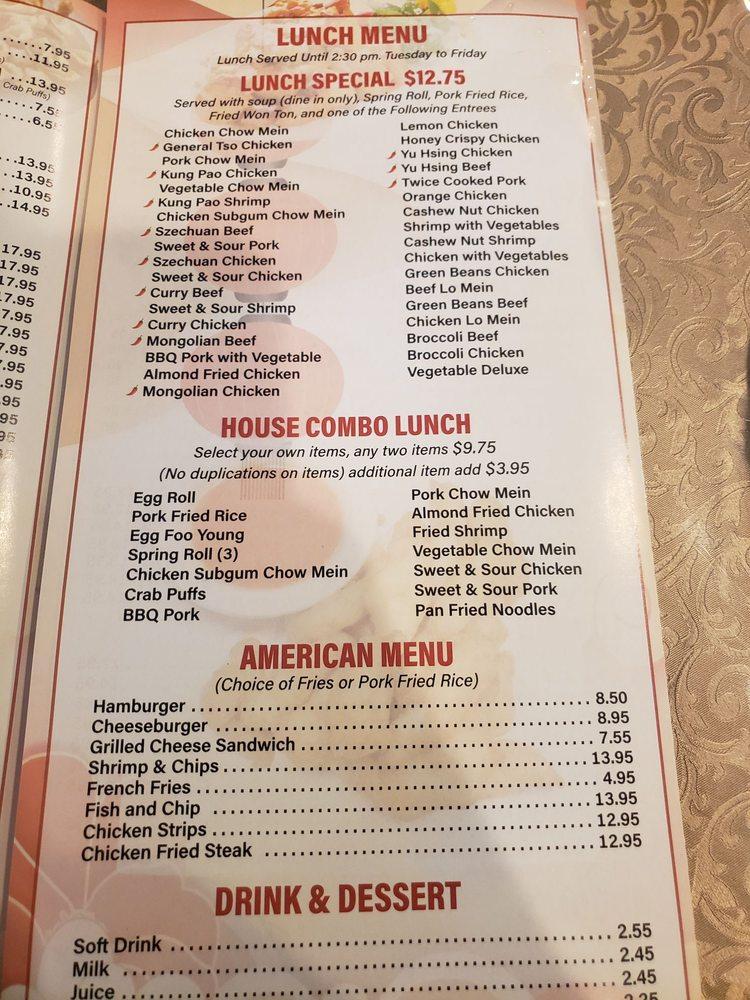 Menu at Happiness Chinese Restaurant, Spokane