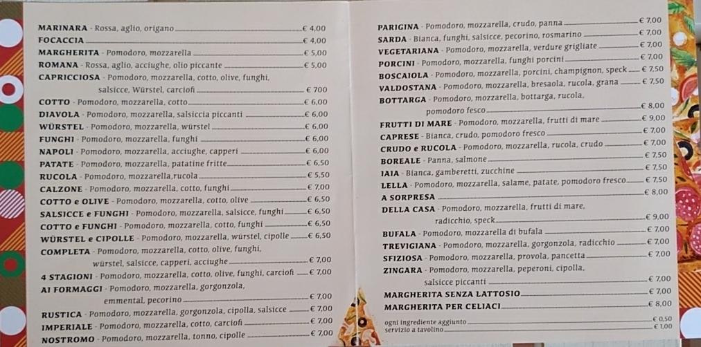 Speisekarte von Pizzeria da Paolo, Tanaunella