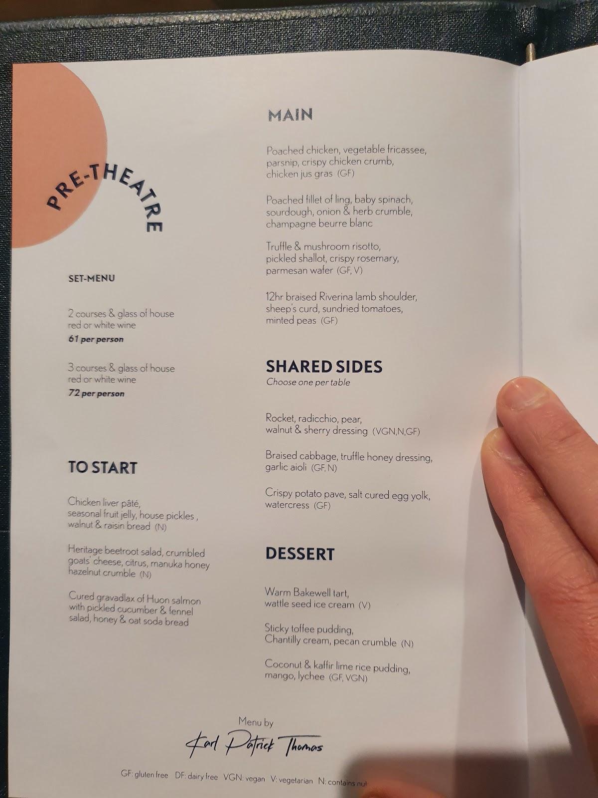 Menu at Portside Sydney Opera House pub & bar, Sydney