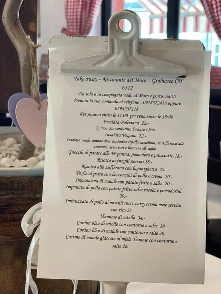 Menu da Ristorante del Moro, Giubiasco