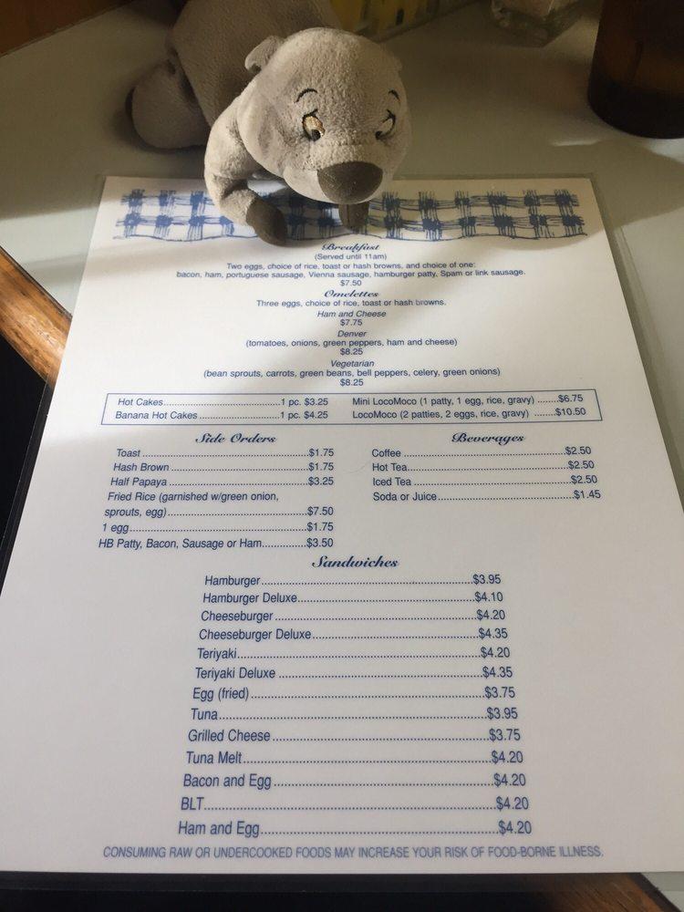 Menu at Sam Sato's Inc restaurant, Wailuku