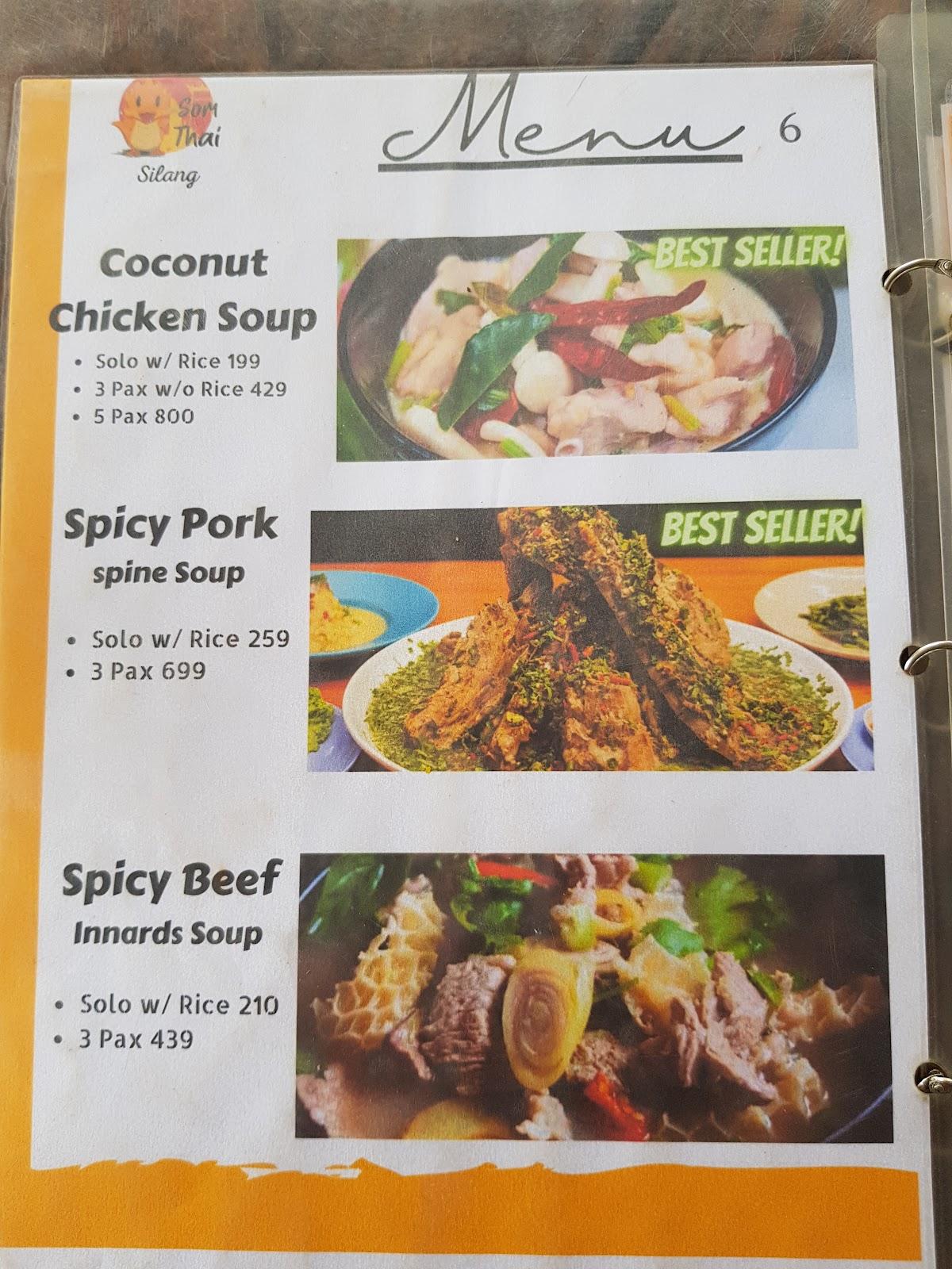 Menu at Som Thai Silang restaurant, Silang