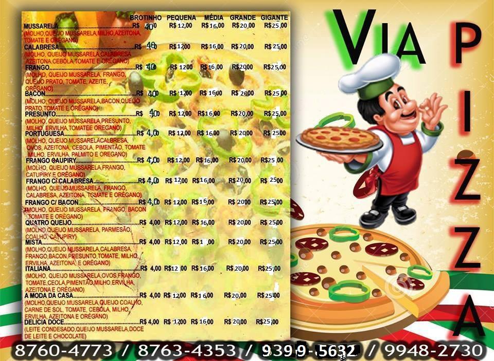 Menu at VIA PIZZA pizzeria, Ijuí