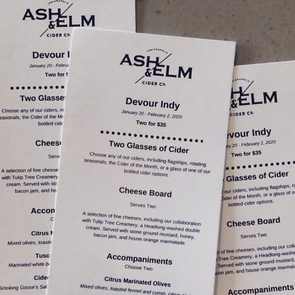Menu at Ash & Elm Cider Co, Indianapolis