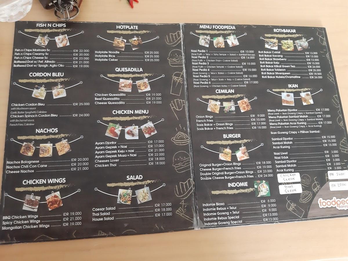 Menu at Foodpedia Banyumanik restaurant, Semarang