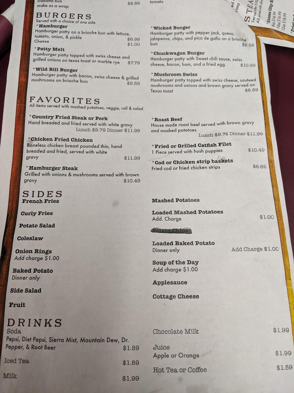 Menu at Hitching Post Restaurant, Abilene