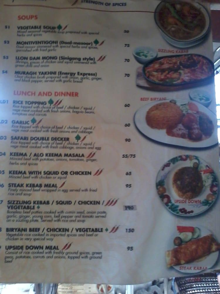 Menu at Khas Food House restaurant, Quezon City, E. Jacinto Street