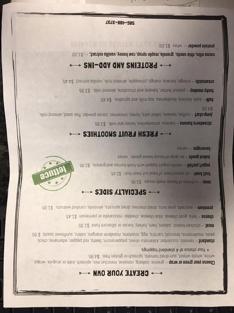 Menu at Lettuce restaurant, Shelby charter Township