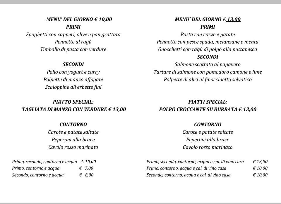Menu da Ristorante Marlin Cafè, Saronno