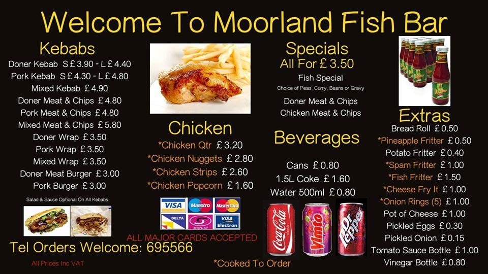 Menu at Moorland Fish Bar, Lincoln, 6 Fulbeck House