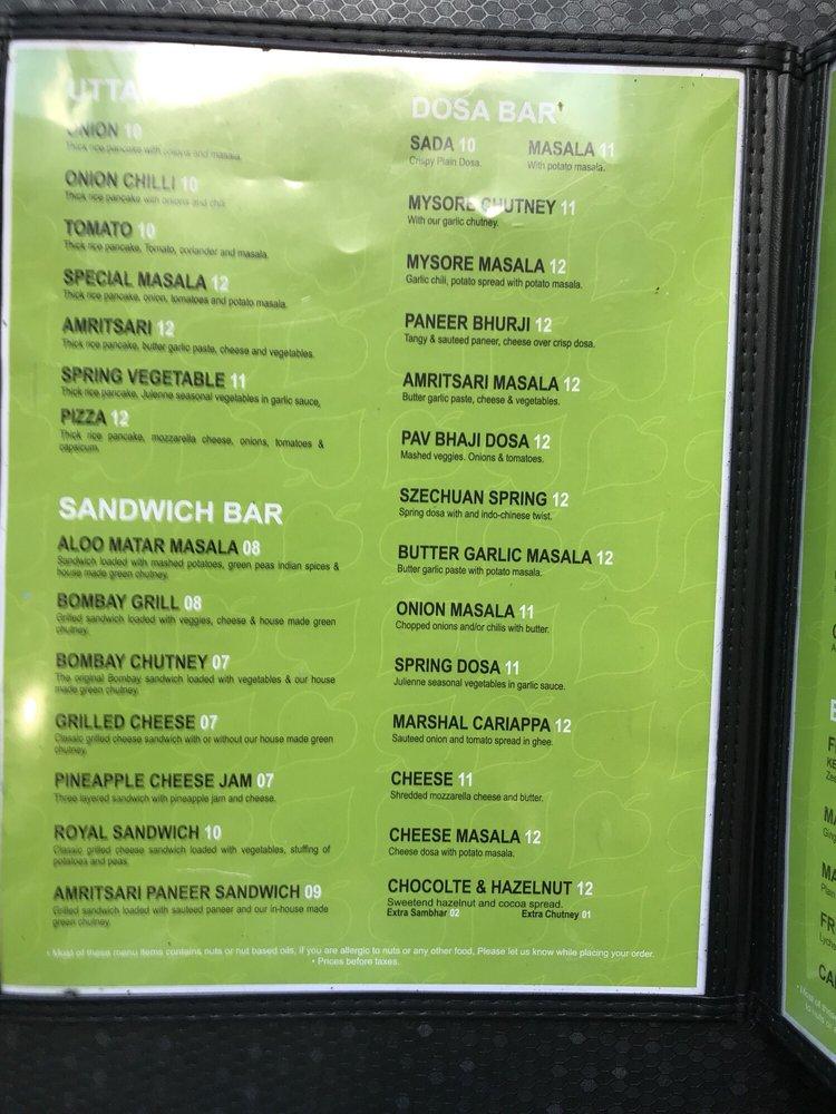 Menu at Royal Paan Edmonton restaurant, Edmonton