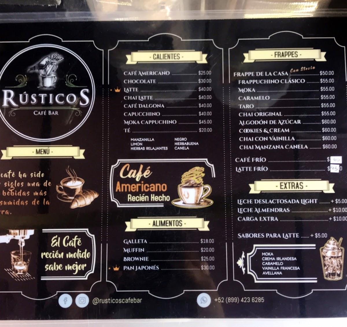 Menu at Rústicos - Café Bar, Reynosa