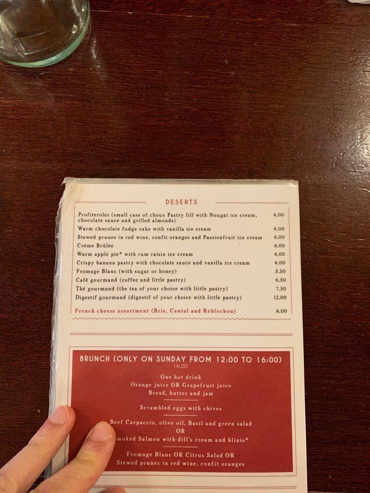 Menu at Bistrot Victoires restaurant, Paris, 6 Rue de la Vrillière