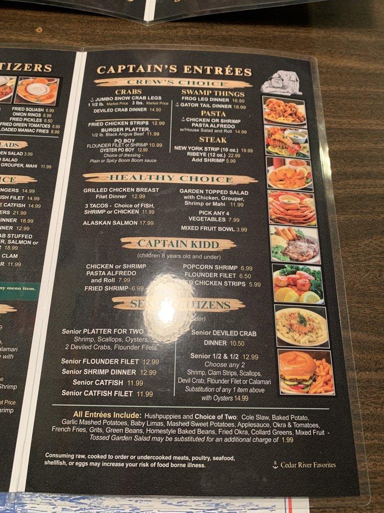 Menu at Cedar River Seafood restaurant, Leesburg, US-441 #4010