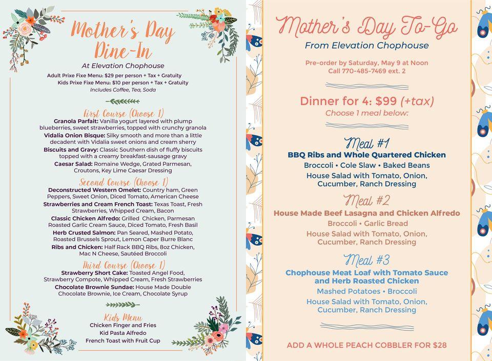 Menu at Elevation Chophouse & Skybar, Kennesaw