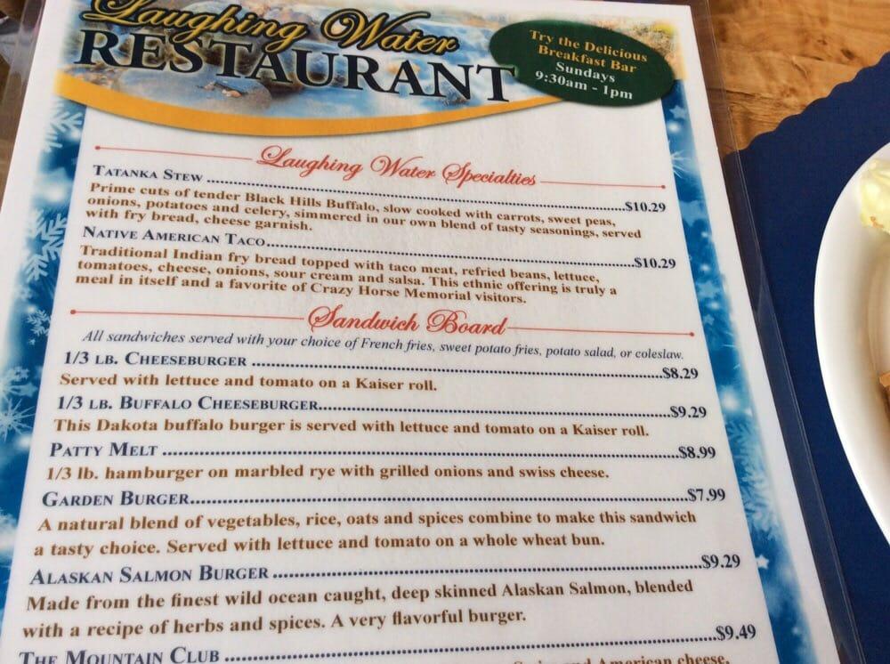 Menu at Laughing Water Restaurant, USA, Ave of the Chiefs