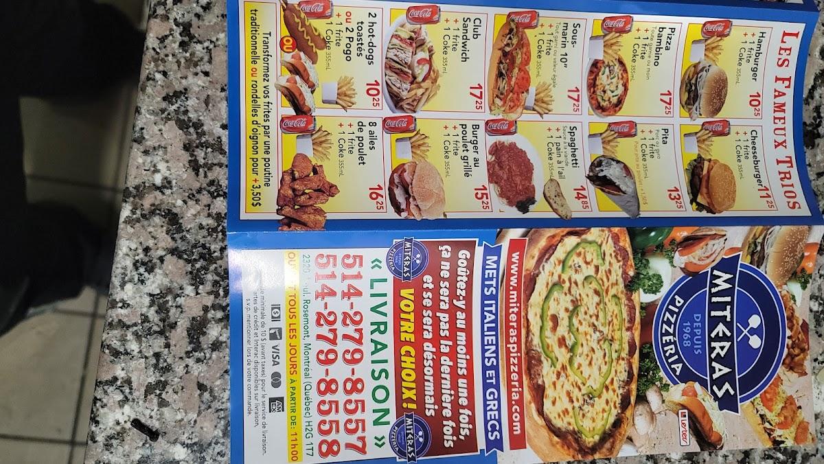 Menu au Miteras Pizzeria, Montréal