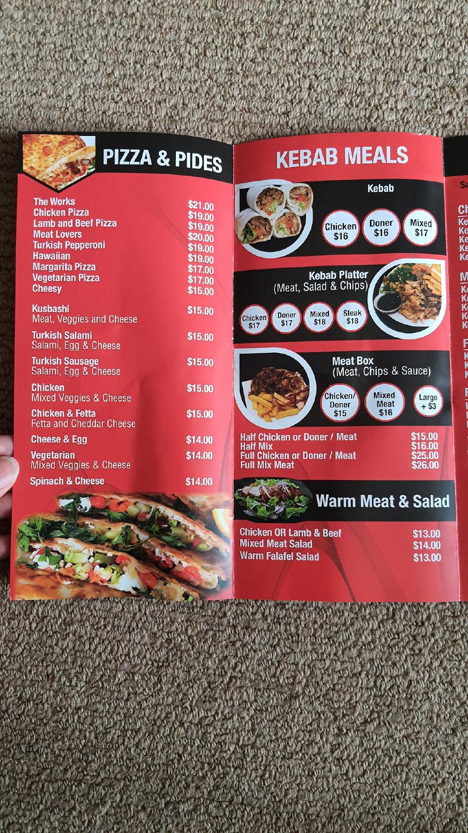 Menu at Newroz Kebabs restaurant, East Perth