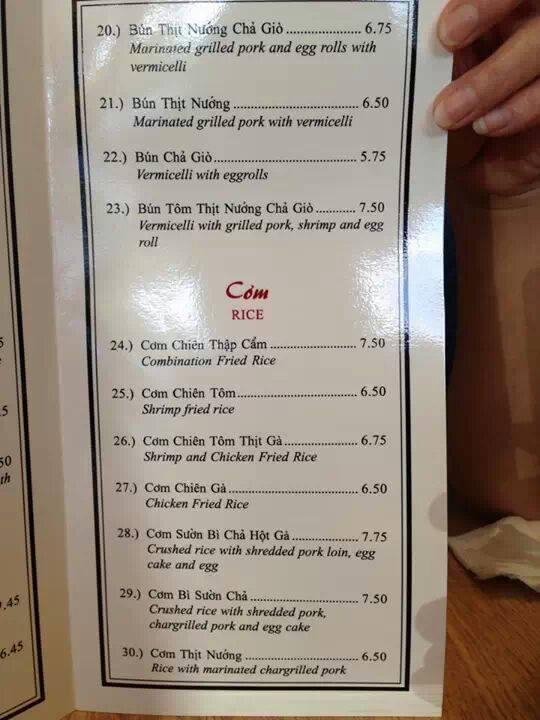 Menu at Pho Ha restaurant, Nederland, Nederland Ave