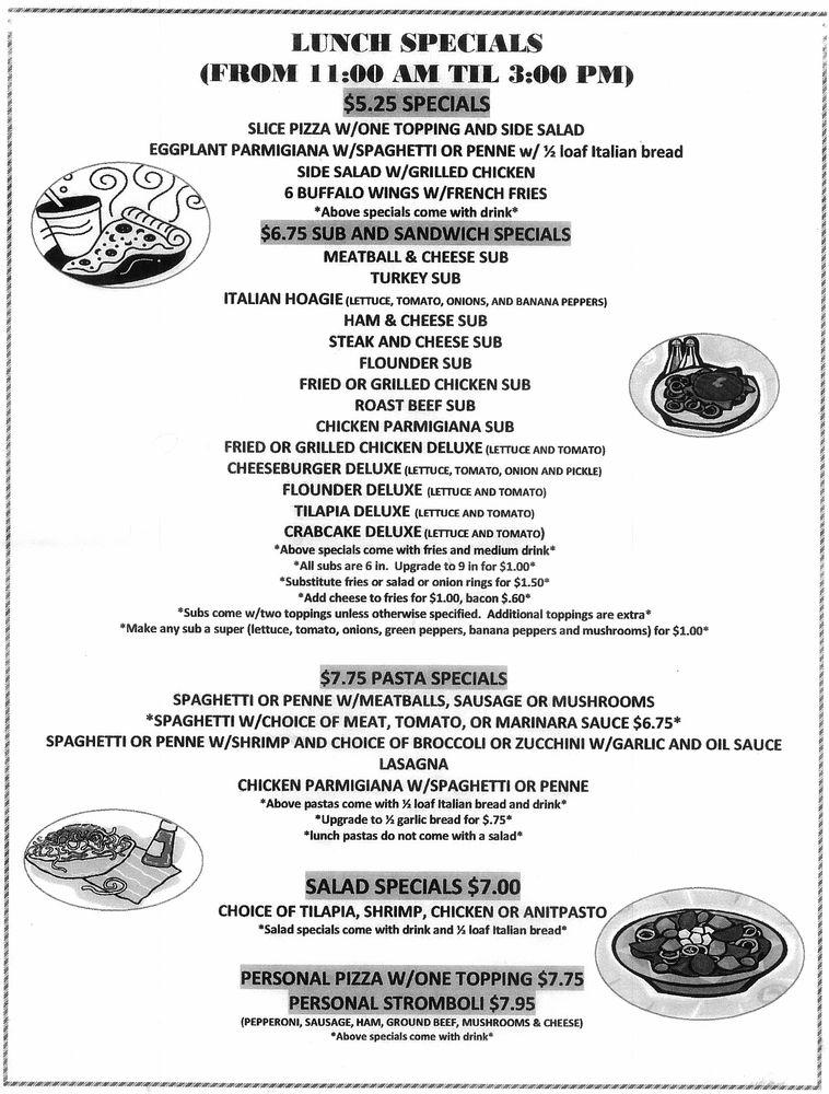 Menu at Pino's Italian Restaurant, Henderson, 987 S Beckford Dr