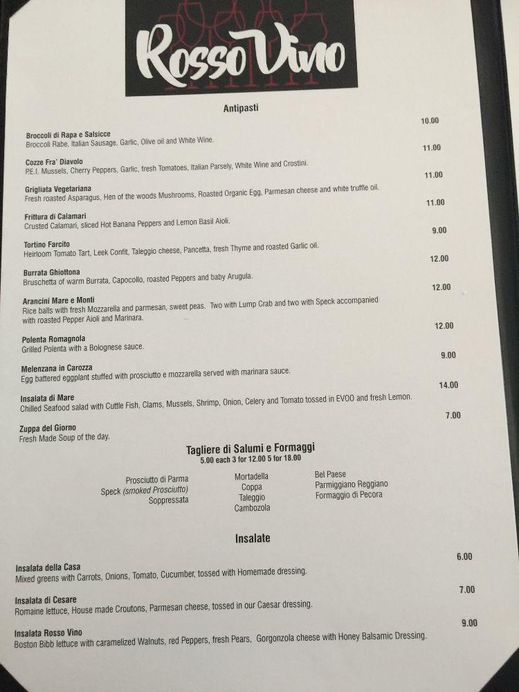 Menu at Rosso Vino pub & bar, Branford
