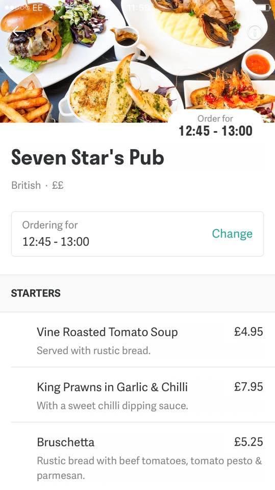 Menu at Seven Stars pub & bar, Sidcup
